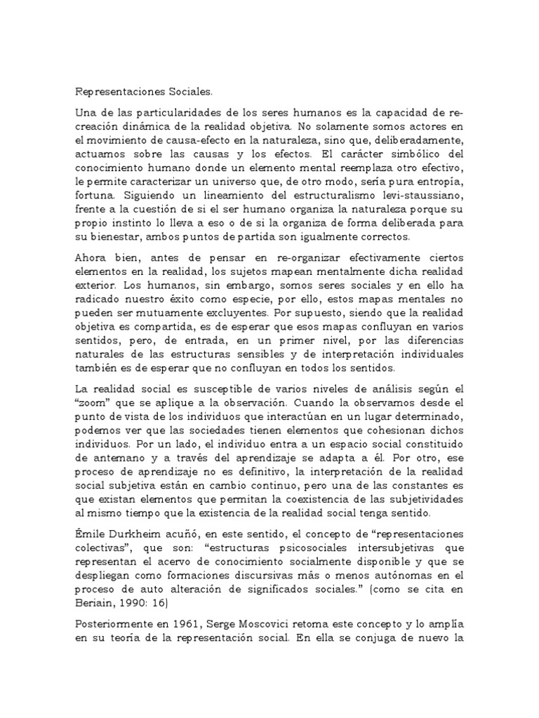 Representacion Social | PDF | Concepto | Conocimiento