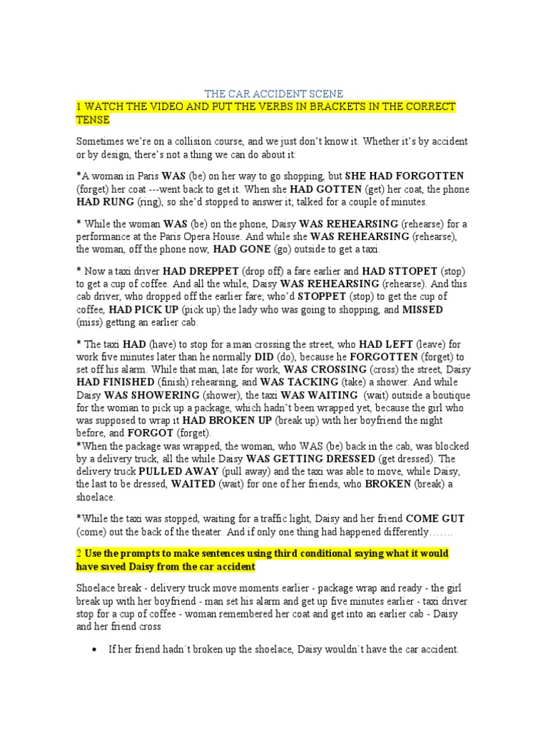 The Car Accident Scene Ingles | PDF
