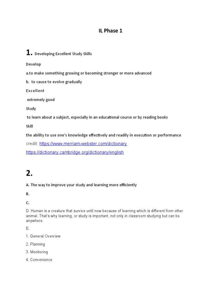 IL Phase 1 | Download Free PDF | Study Skills | Learning