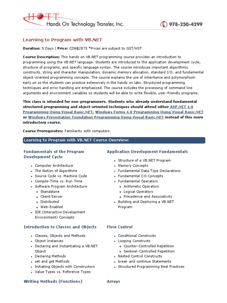 Learning Vb Net Programming Pdf Method Computer Programming Class Computer Programming