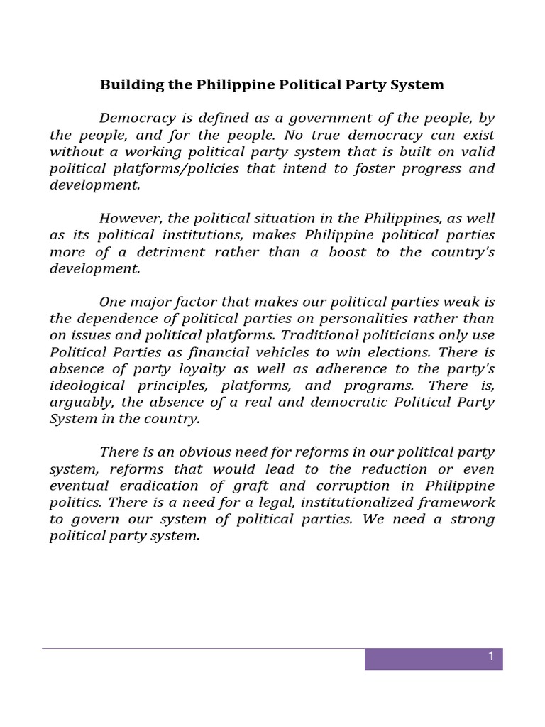 KP4. Primer 1 Building The Philippine Political Party System PDF | PDF ...
