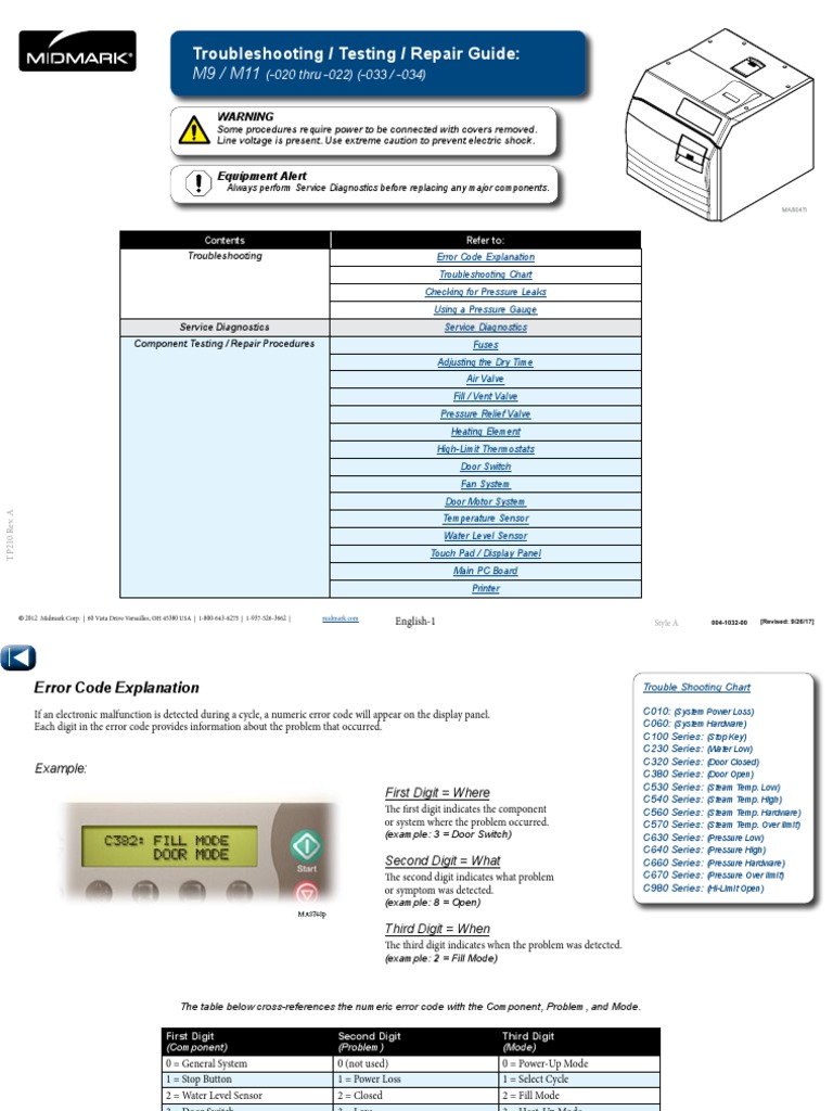 Esterilizador MIDMARK M11 PDF | PDF | Door | Troubleshooting