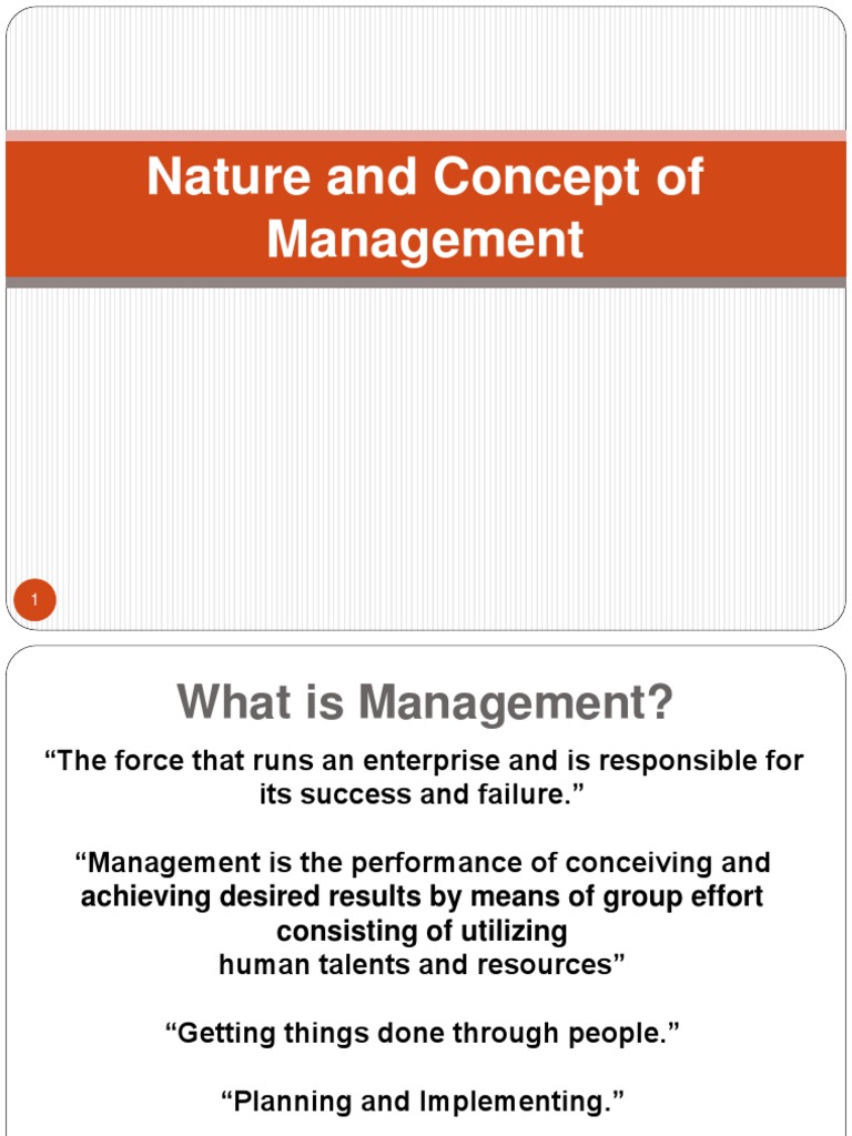 Nature and Concept of Management PDF | PDF | Resource | Planning