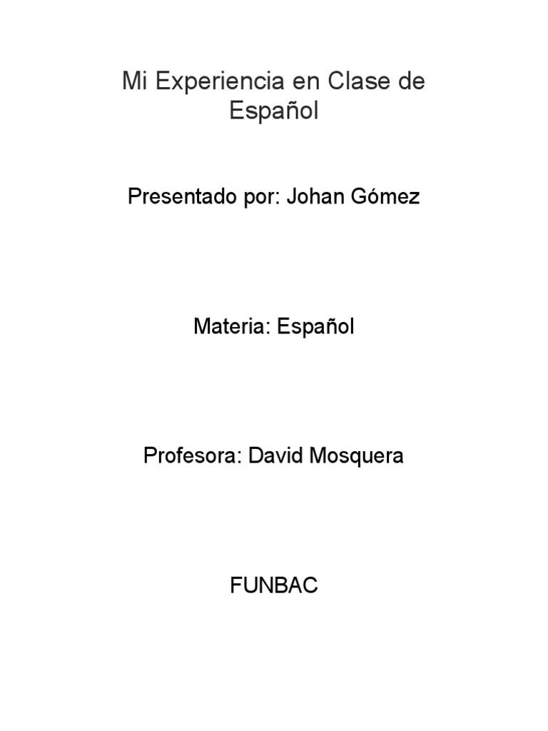 Reflexiones sobre la Clase de Español | PDF