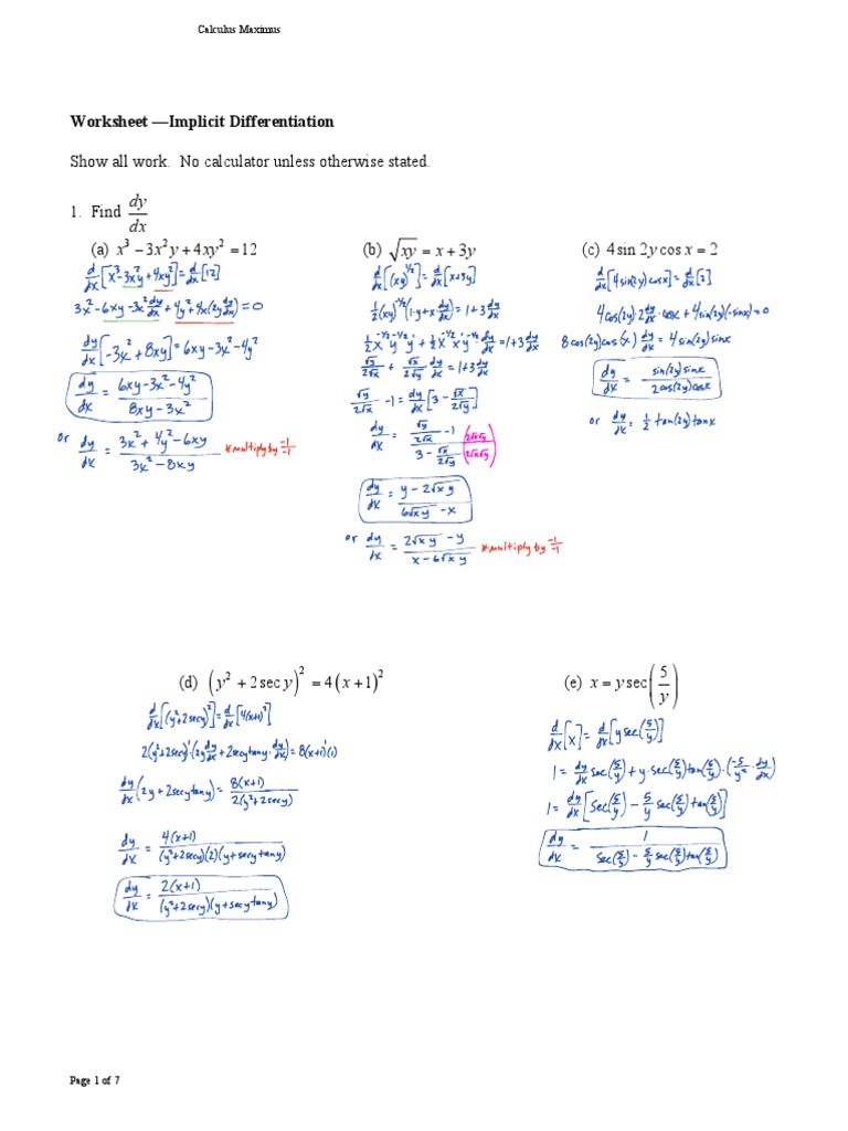 Implicit Diff SOL PDF | PDF | Tangent | Slope