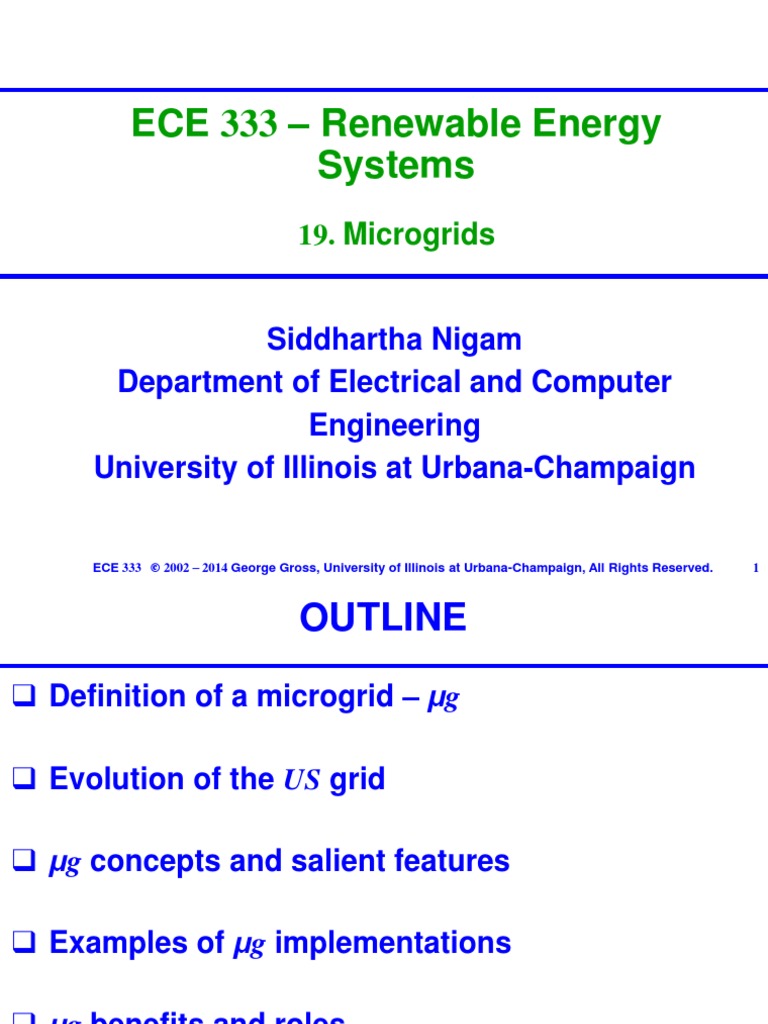 ECE 333 - Renewable Energy Systems: 19. Microgrids | Download Free PDF ...