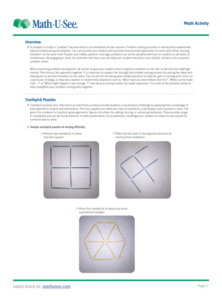 Math Activities | PDF | Teaching Mathematics | Cognition