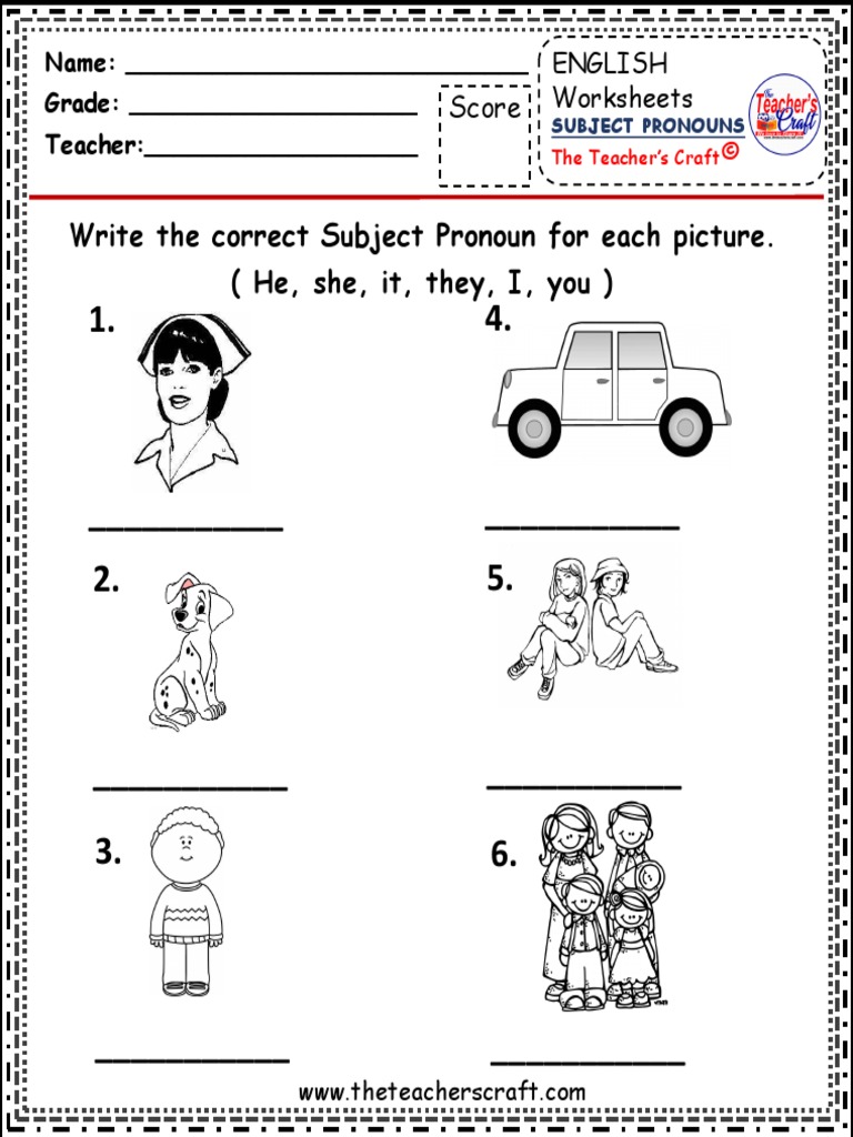 Worksheet Subject Pronoun | PDF | Grammar | Syntax