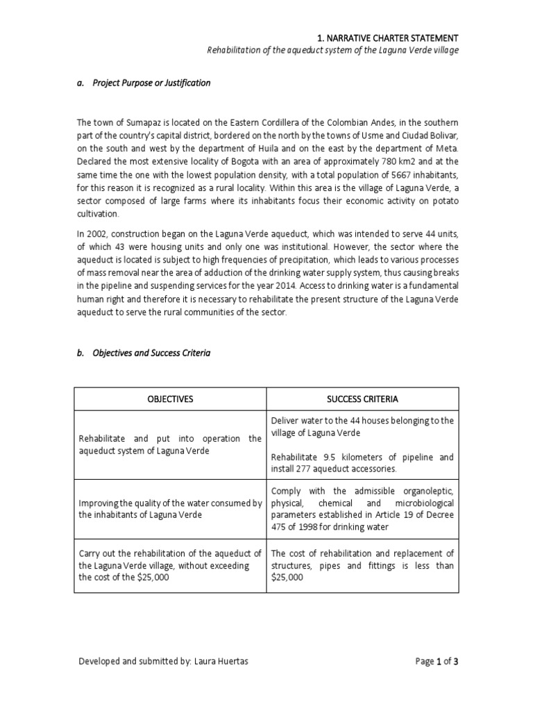 Narrative Charter Statement | PDF | Drinking Water | Environmental Engineering