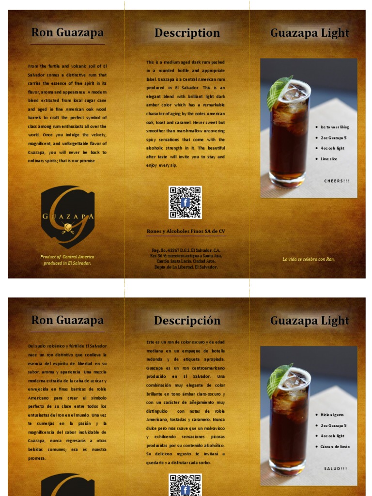 Ron Guazapa: Sabor de El Salvador | PDF | Bebidas Fermentadas ...