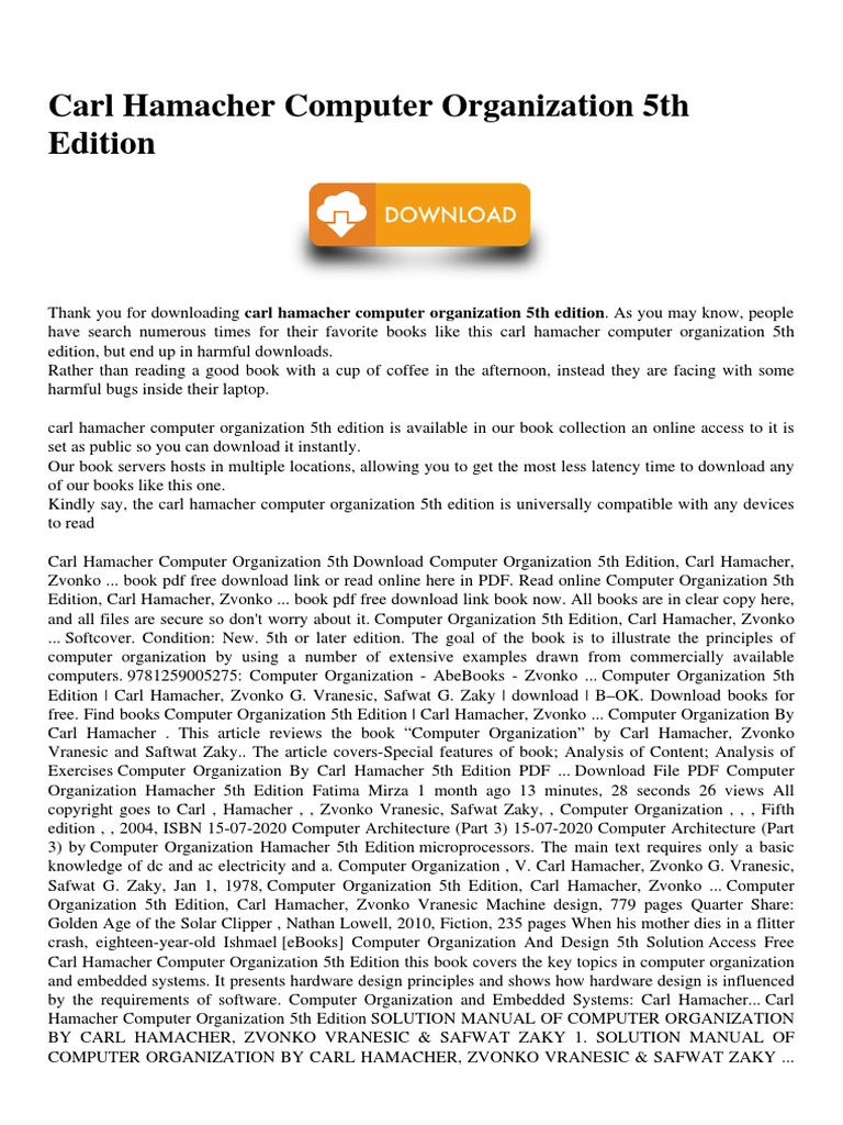 Carl Hamacher Computer Organization 5th Edition | PDF | Download | Engineering