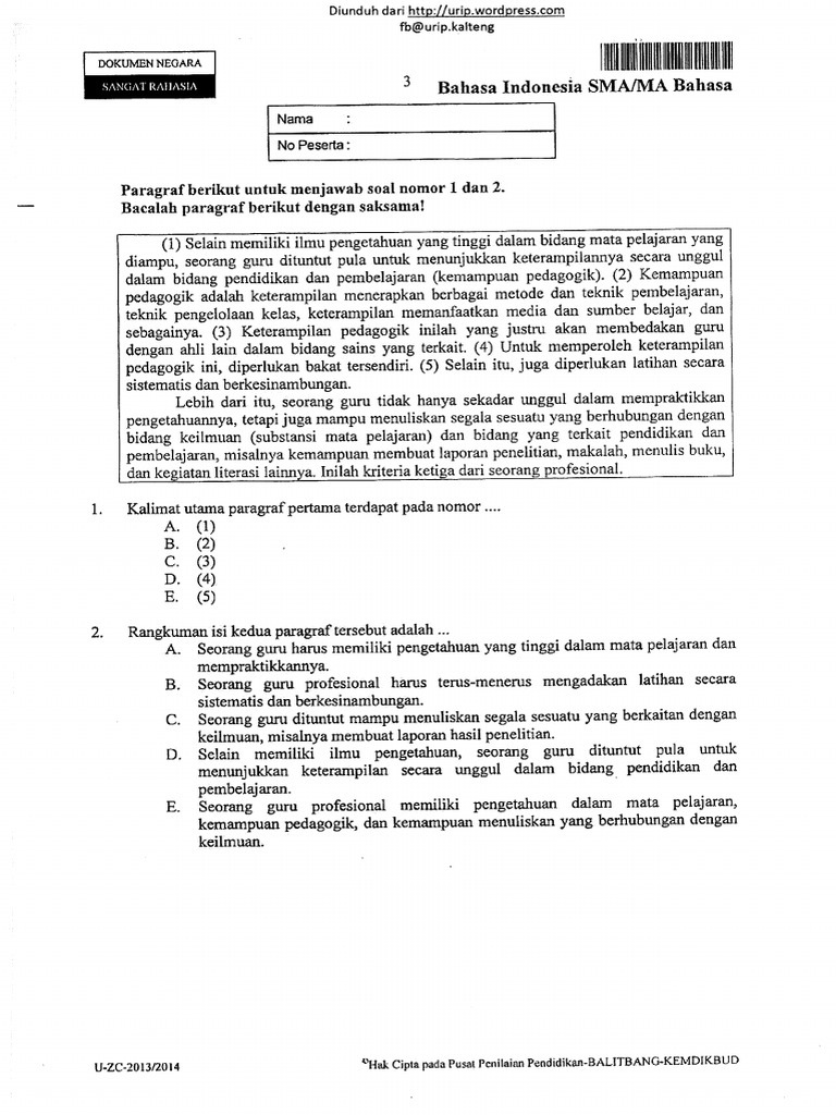 Un B Indonesia Bhs Hal 12 26 27 28 29 Hal 13 30 31 32 PDF | PDF