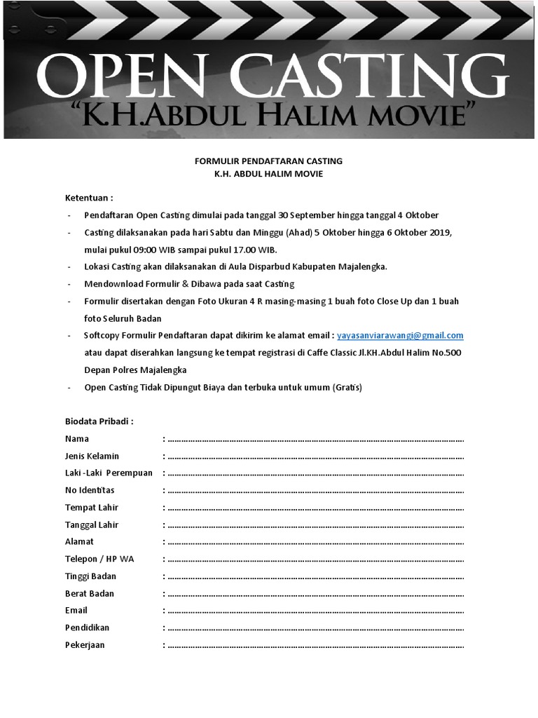 Formulir Open Casting | PDF