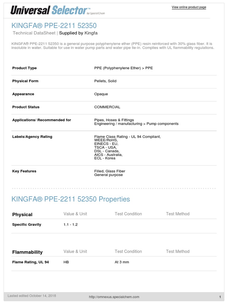 KINGFA® PPE-2211 52350 - Kingfa PDF | PDF | Building Materials | Chemistry
