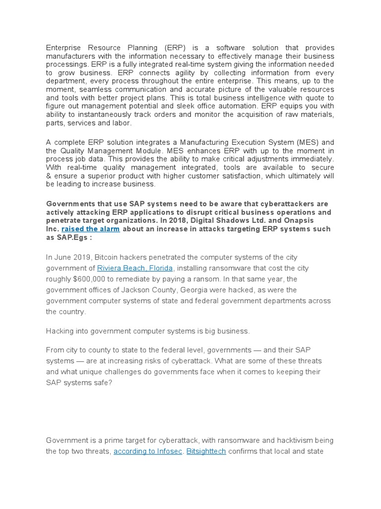 ERP Security Threats for Governments 2022 | PDF | Enterprise Resource ...