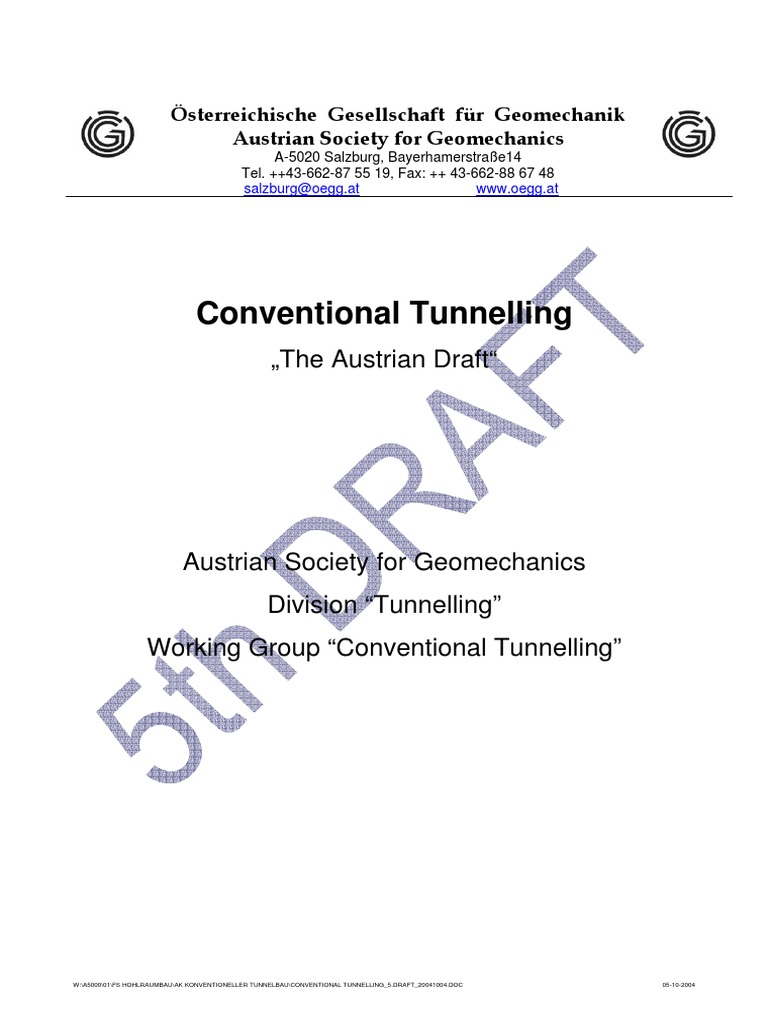 Conventional Tunnelling - 5.draft - 20041004 | PDF | Tunnel ...