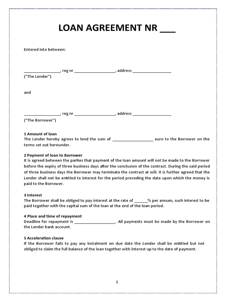 Loan Agreement Template Example | PDF