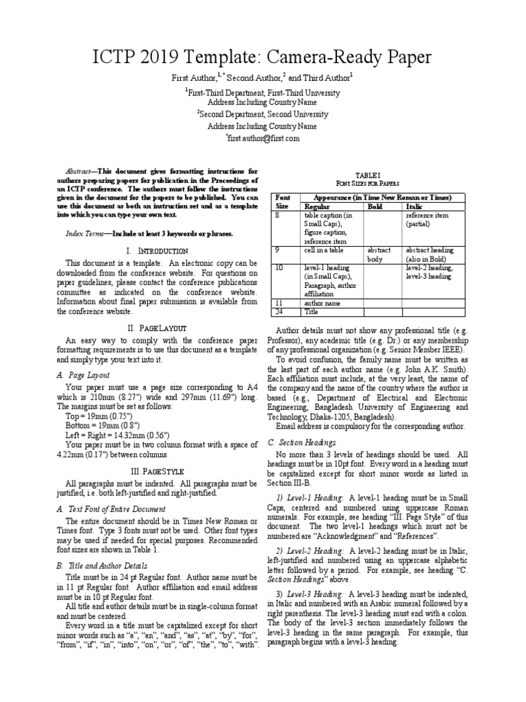Formatting Instructions for Authors Preparing a Camera-Ready Paper for ...