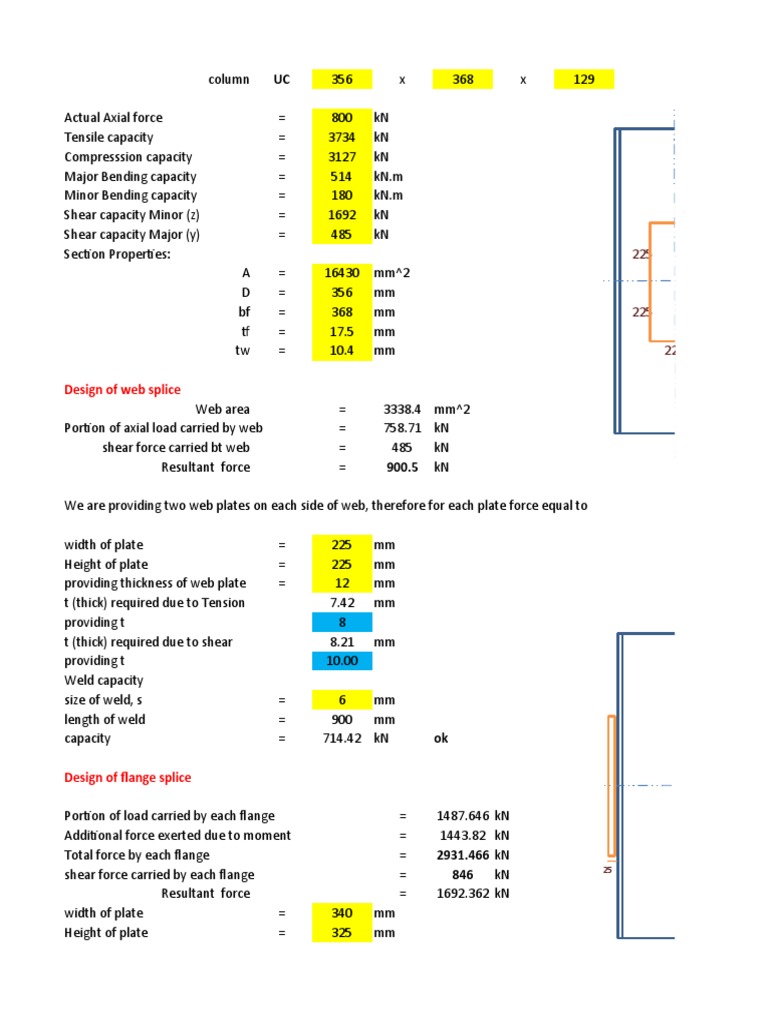 Column Splice 356 x368x129 Column - Weld | PDF | Bending | Column