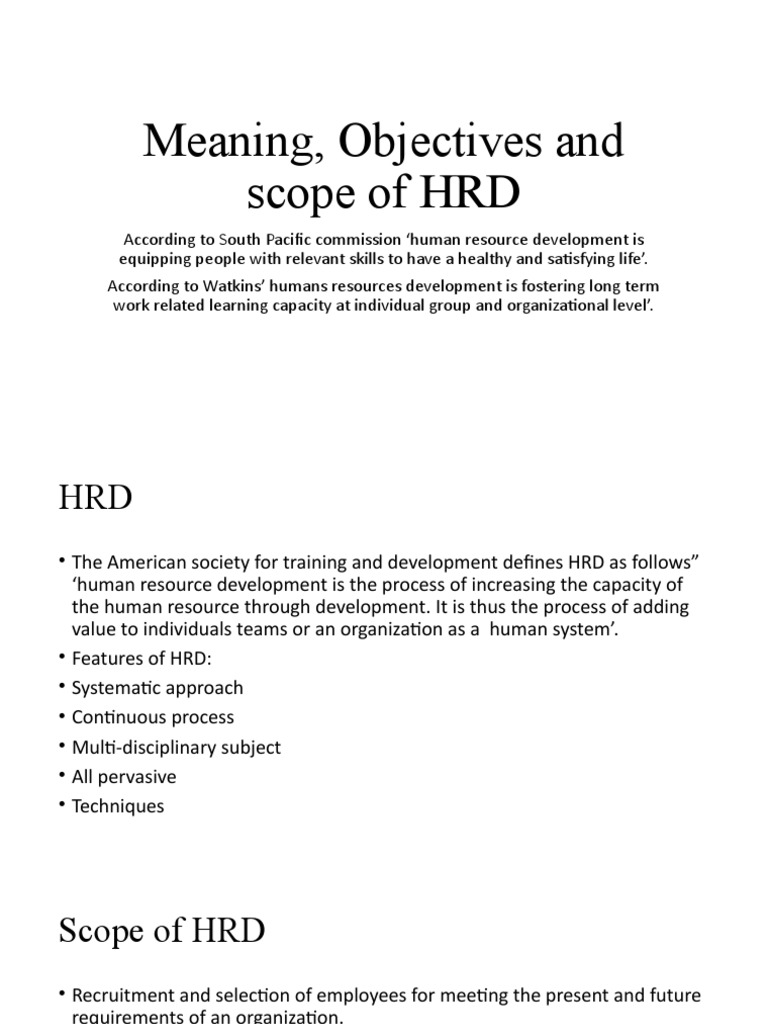 Meaning, Objectives and Scope of HRD | PDF | Human Resources | Simulation
