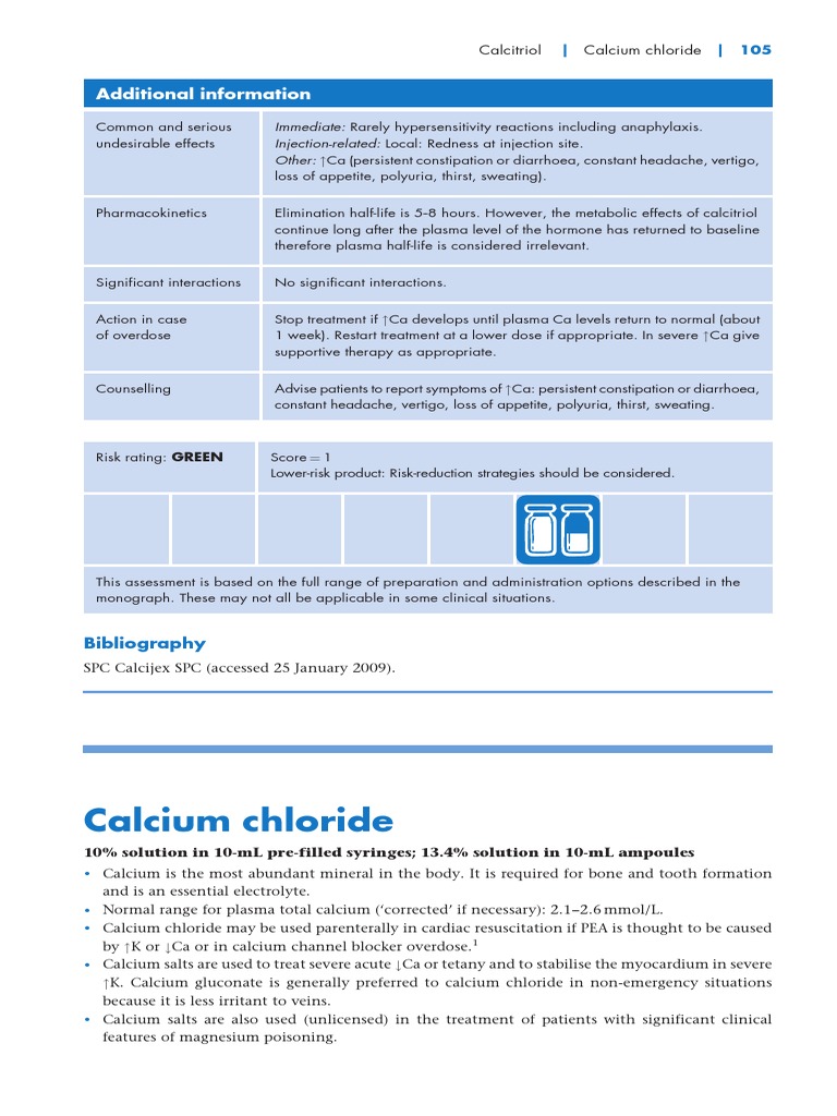 Calcium Chloride: Additional Information | PDF | Rtt | Drugs
