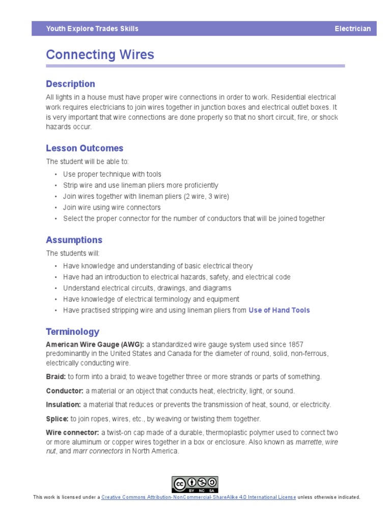 Connecting Wires: Description | PDF | Wire | Electrical Connector