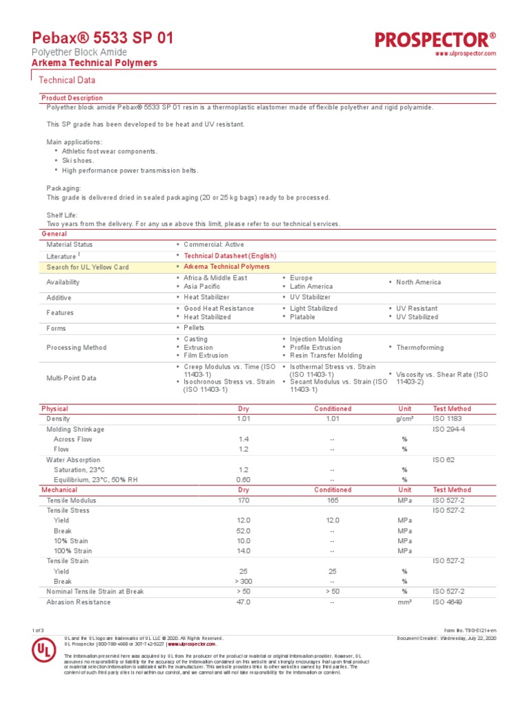 Pebax® 5533 SP 01: Arkema Technical Polymers | Download Free PDF ...