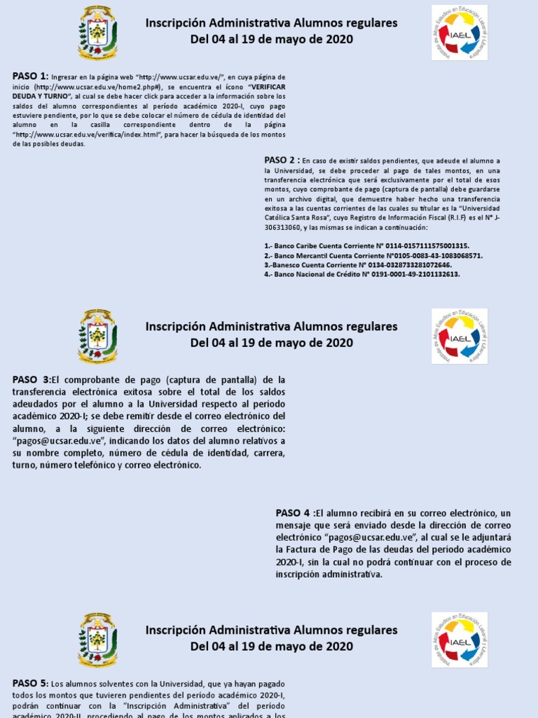 Inscripción Administrativa UCSAR 2020 | PDF | Crédito | Finanzas y dinero