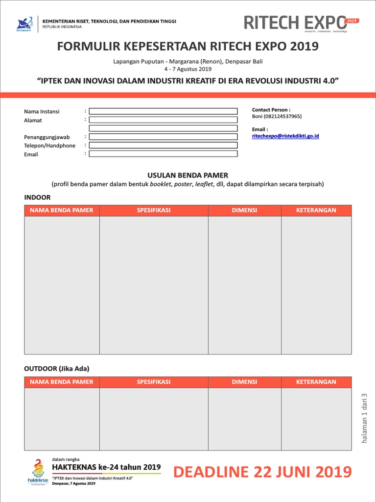 Formulir RITECH Expo 2019 Bali | PDF