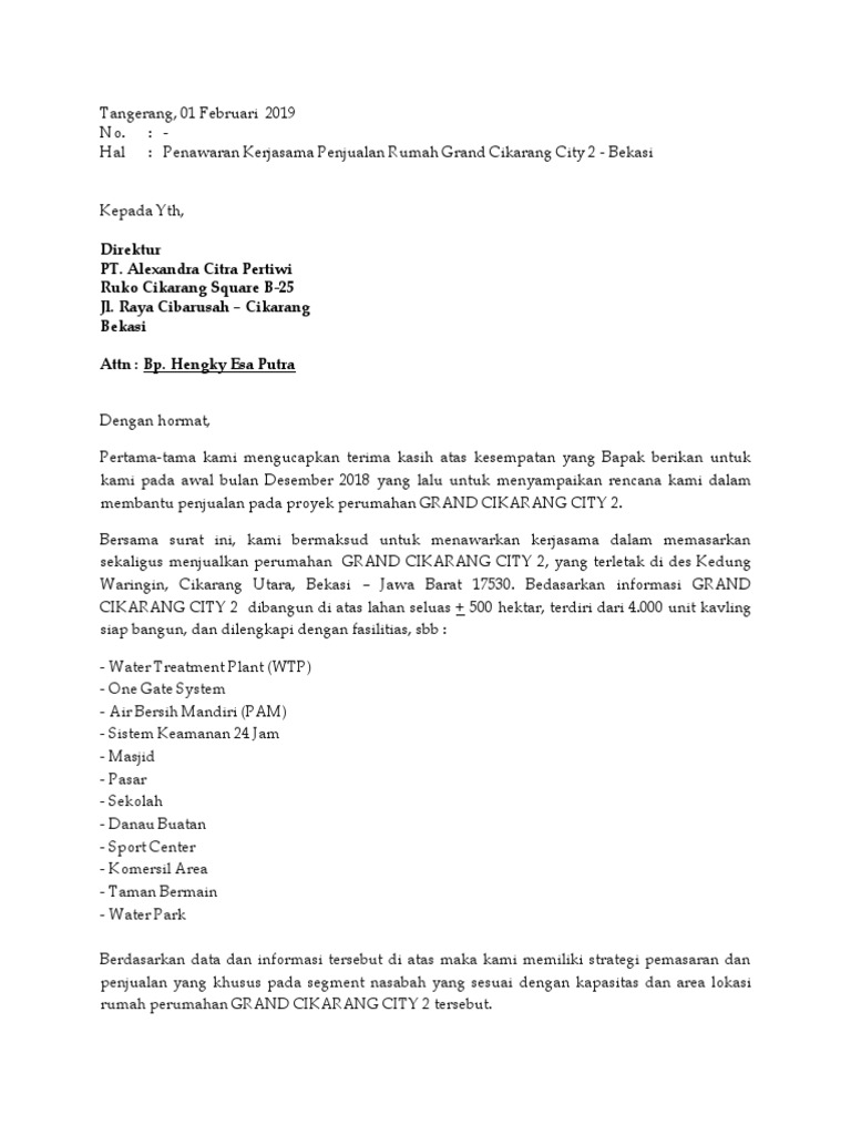 Surat Penawaran Kerjasama DG GCC2 | PDF