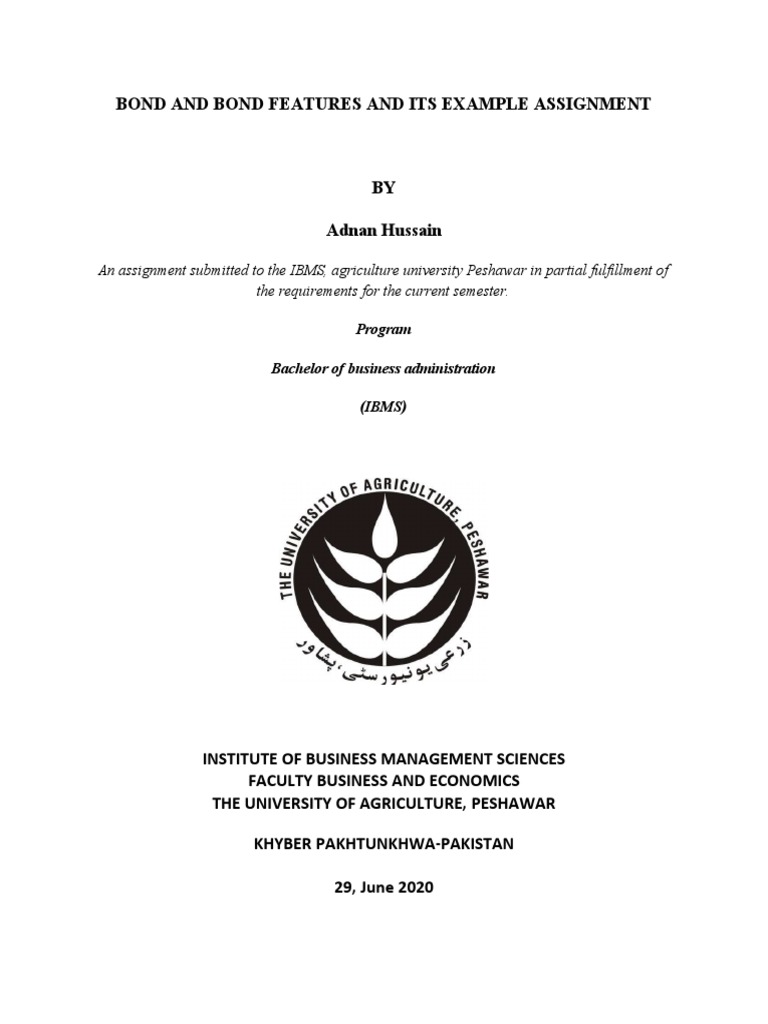 Bond and Bond Features and Its Example Assignment | Download Free PDF ...