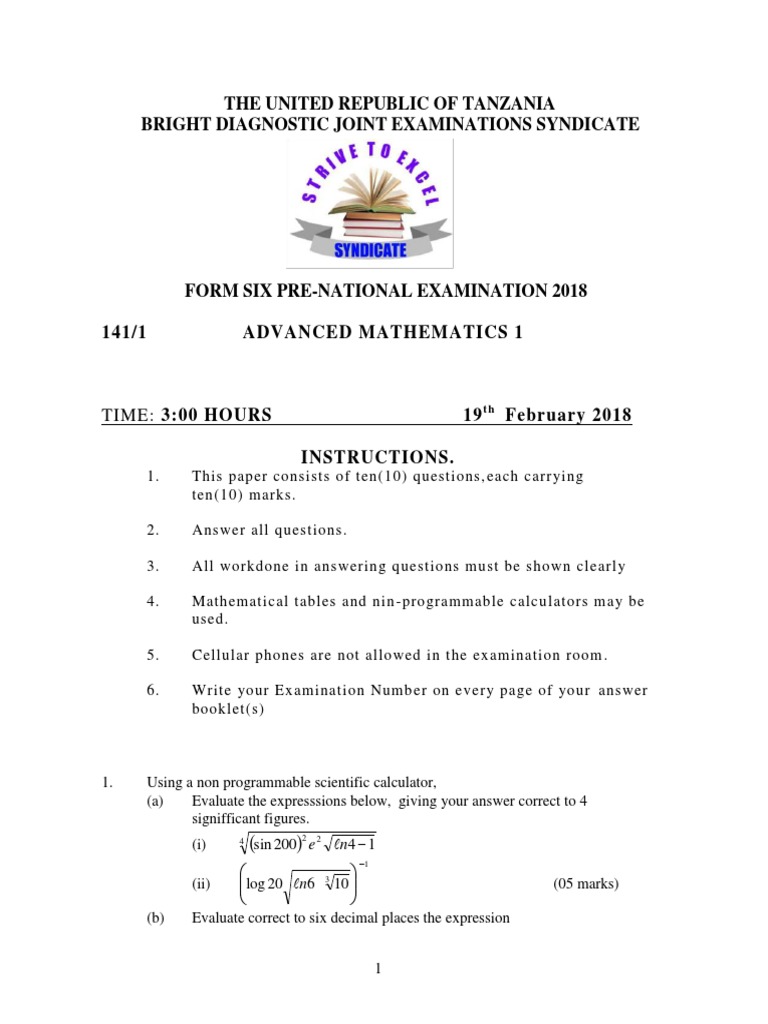 Advanced Mathematics 1 | PDF | Circle | Trigonometric Functions