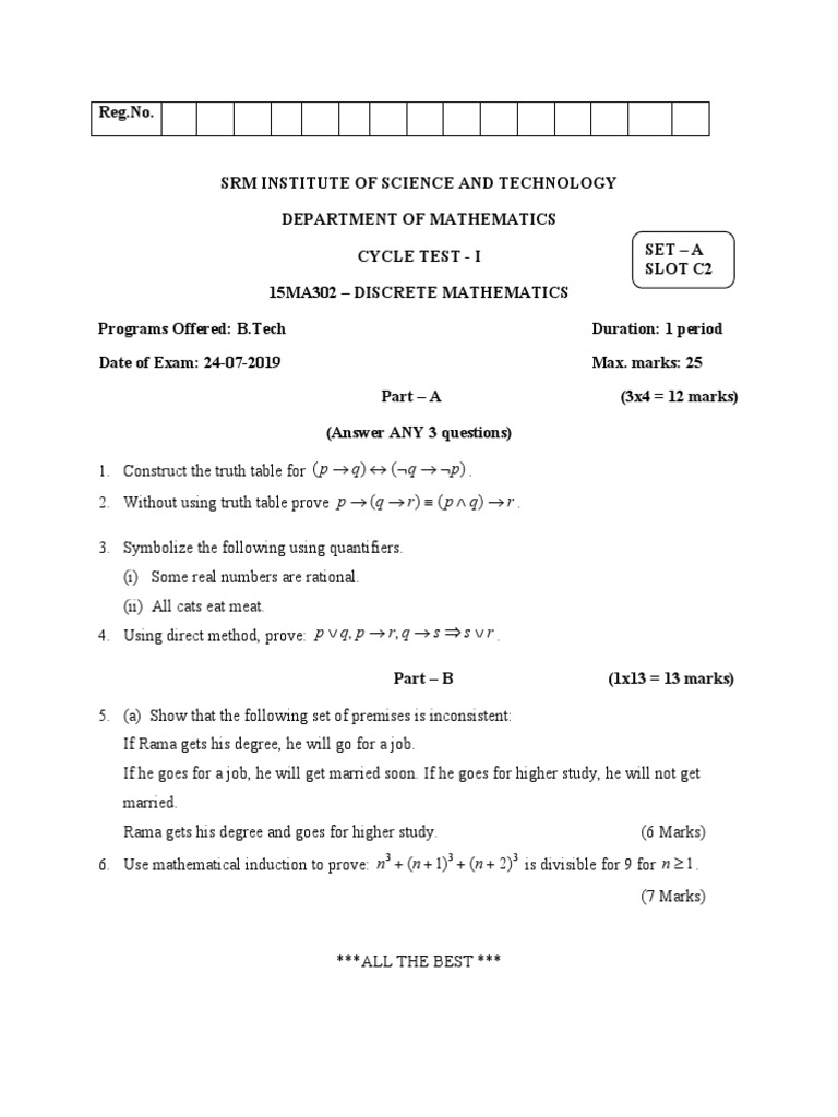Discrete Question Paper | PDF