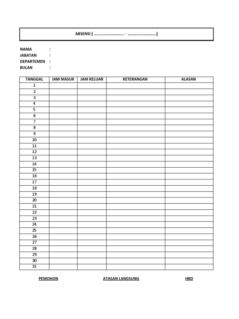 Form Absensi Manual | PDF