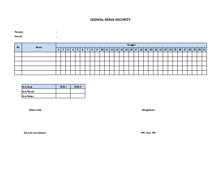 Form - Jadwal Security PDF | PDF