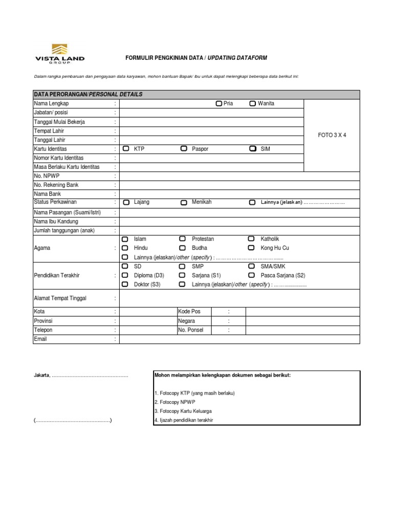 Form - Pengkinian Data | PDF