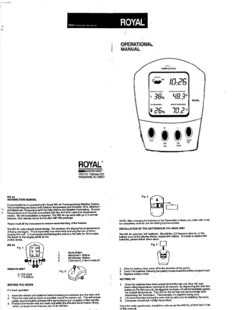 Thermometer Watch ws44 Manual | PDF