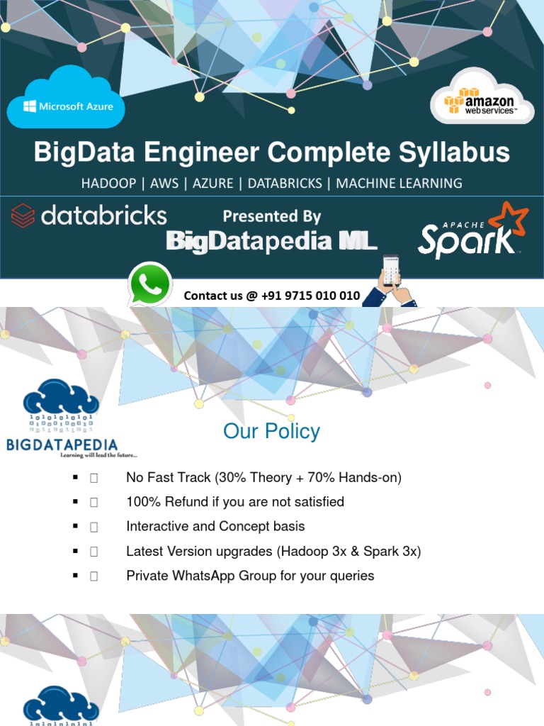 Bigdata Engineer Complete Syllabus: Presented by | PDF | Apache Hadoop | Apache Spark
