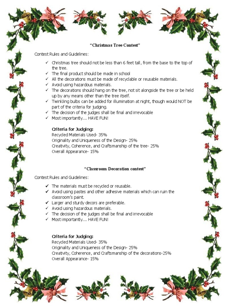"Christmas Tree Contest": Criteria For Judging | PDF