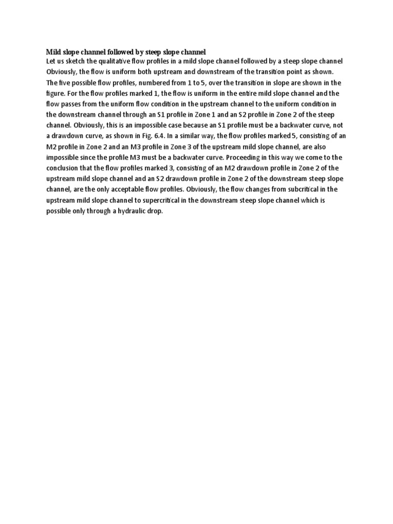 Mild Slope Channel Followed by Steep Slope Channel | PDF