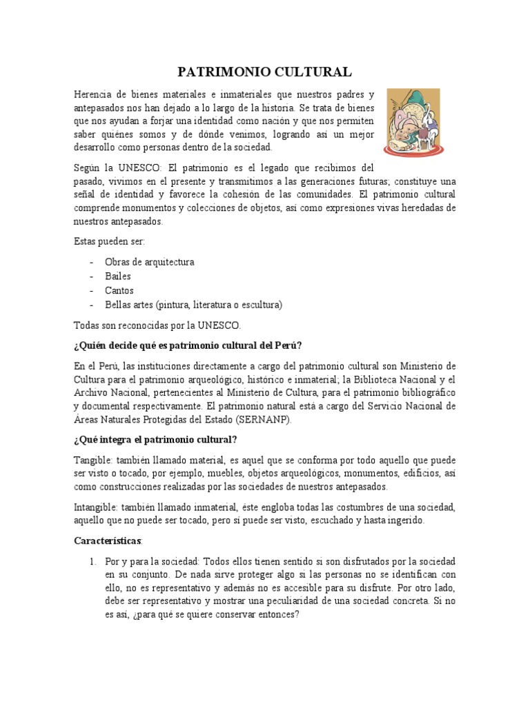 Patrimonio Cultural | PDF | Patrimonio cultural | Bienes (Ley)