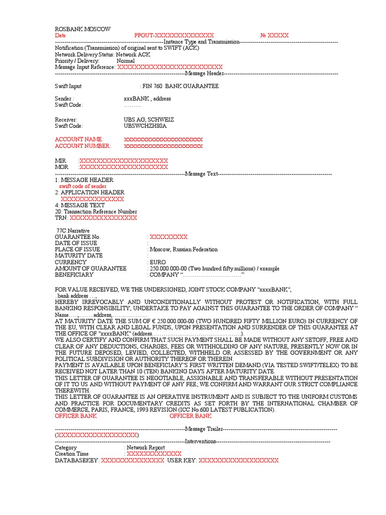 Swift 760 | PDF | Guarantee | Payments