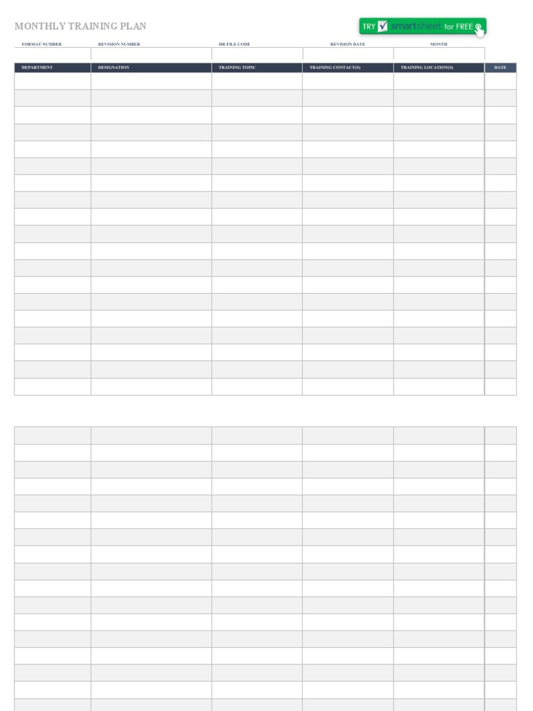 Monthly Training Plan Template | PDF