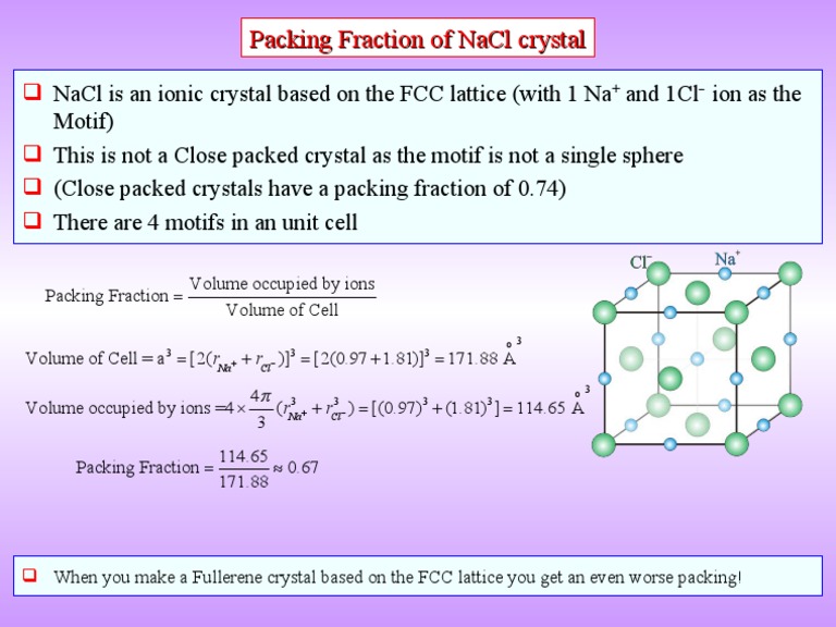 NaCl Packing Fraction in FCC Structure | PDF