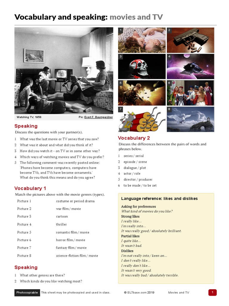 Movies TV Vocab Speaking Module | PDF | Television | Play (Theatre)