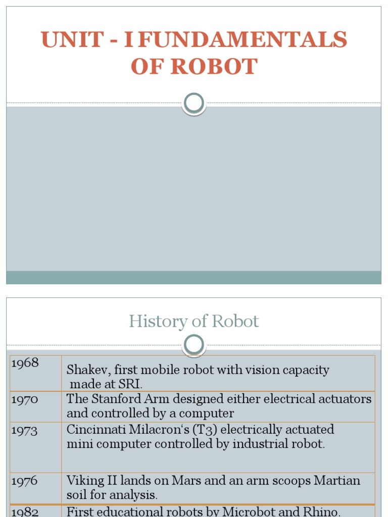 Unit - 1 - Introduction | Download Free PDF | Robot | Robotics