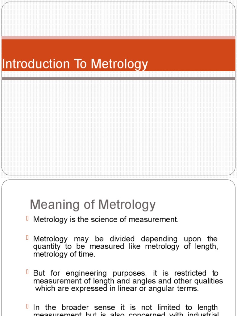Introduction To Metrology | PDF | Accuracy And Precision | Measurement