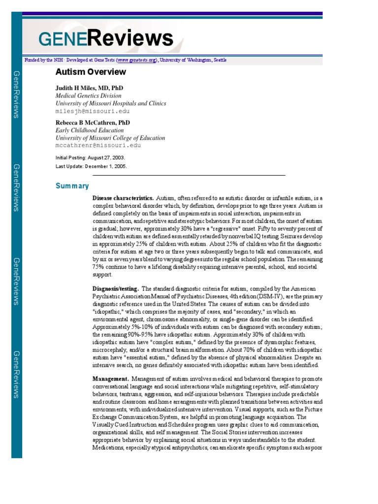 Autism Overview | PDF | Autism | Asperger Syndrome