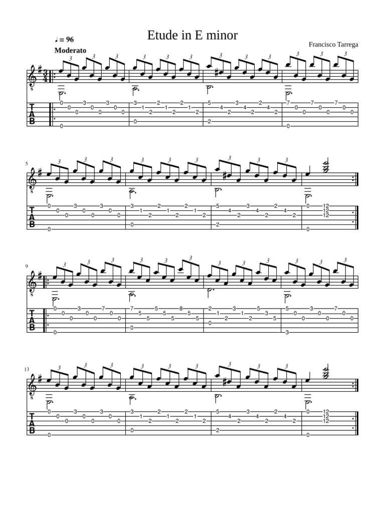 Etude in E Minor - Francisco Tarrega | PDF