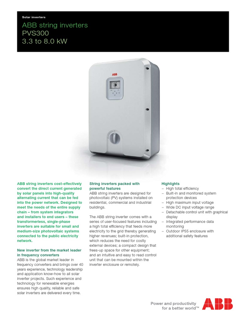 Solar Inverter pvs300 Flyer PDF | PDF | Photovoltaic System | Power ...